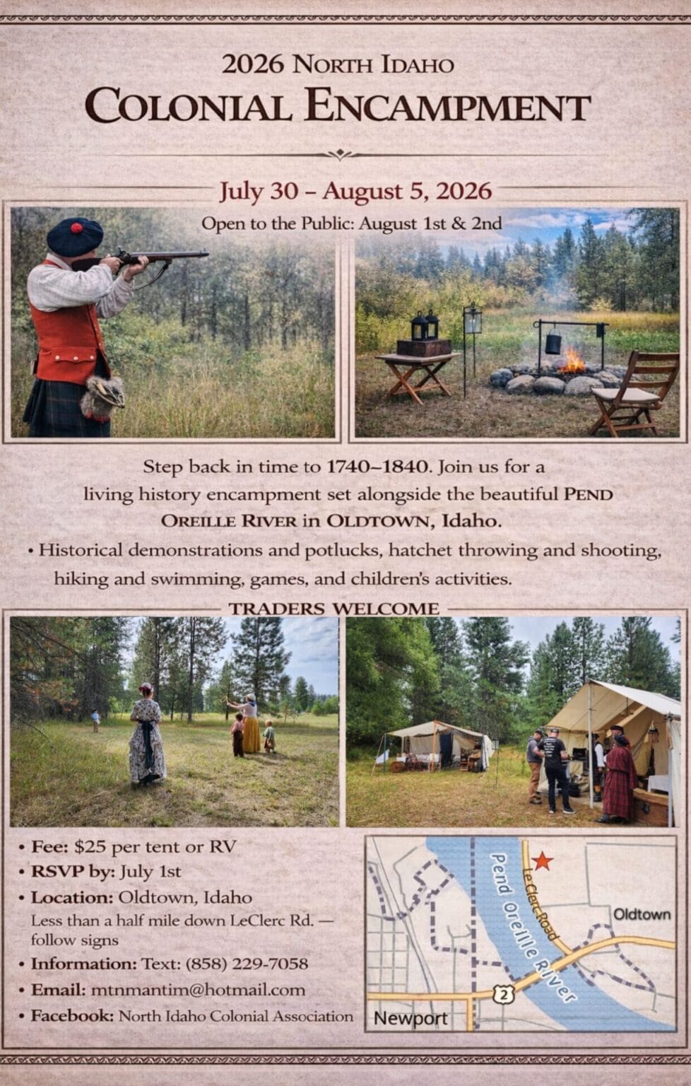North Idaho Colonial Encampment – Reenacting Schedule